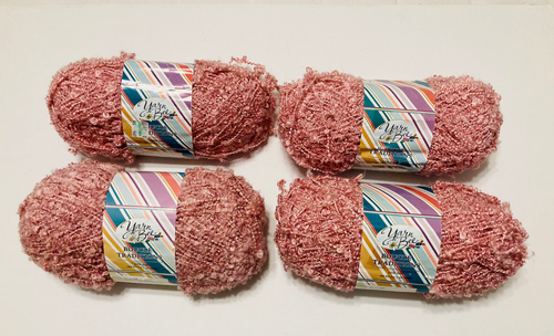 4 Skeins YARN BEE Boucle Traditions Bulky Yarn Pink Mist Knit Crochet ...