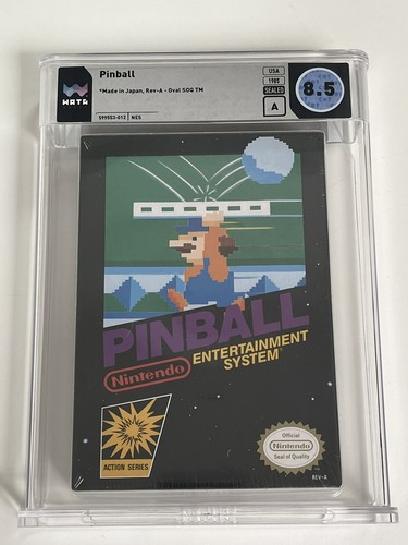 1985 Pinball Nintendo NES Black Box Sealed WATA 8.5 Seal A Mario White ...