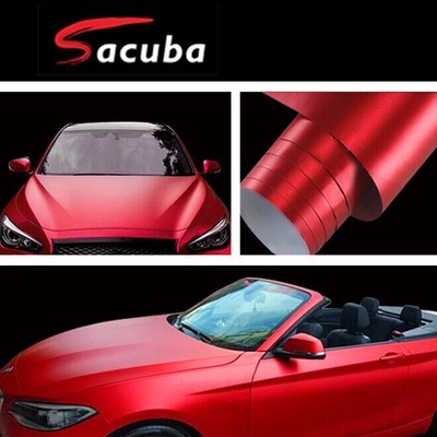 1.5M x 3M Matt Matte RED Car Vinyl Wrap Satin Chrome Air Release ...