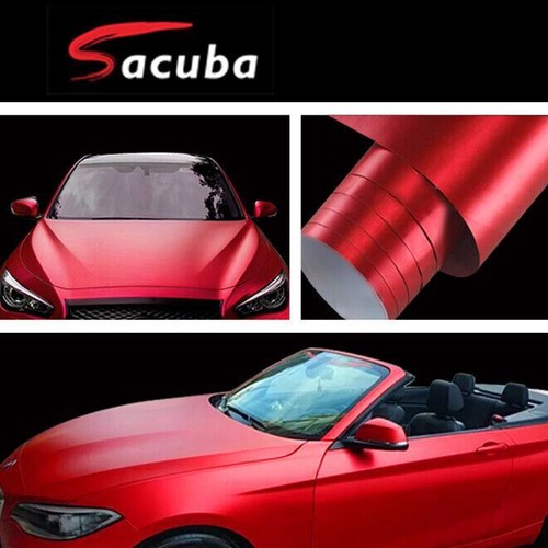 1.5M x 3M Matt Matte RED Car Vinyl Wrap Satin Chrome Air Release ...