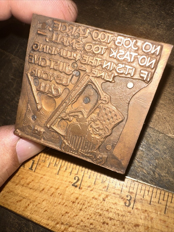 Printing Block “ No Job Too Large, No Task Too Small” Plumbing Ad ...