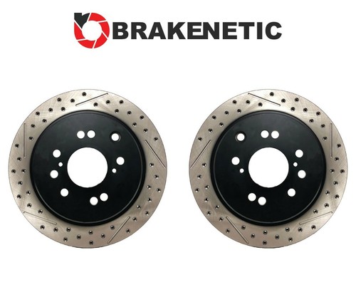 REAR BRAKENETIC Premium Drill Slot Brake Rotors Z32 300ZX Conversion 4 ...