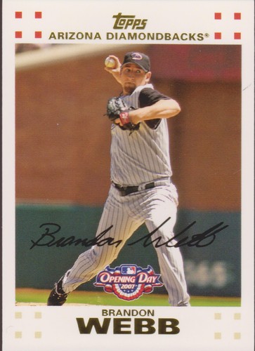 Brandon Webb 2007 Topps Opening Day # 109 Arizona Diamondbacks Baseball ...