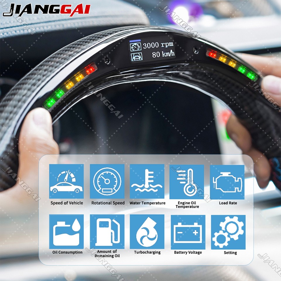Carbon Fiber Perforated Leather LED Steering Wheel For BMW E60 E61 E63 ...