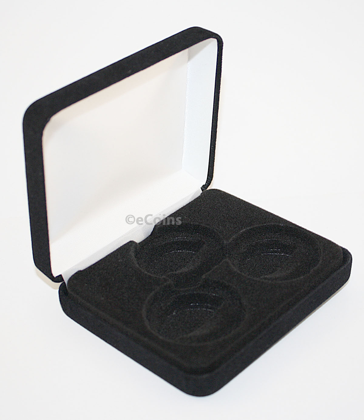 Lot of 5 Black Felt COIN DISPLAY GIFT METAL BOX holds 3-IKE or Silver ...