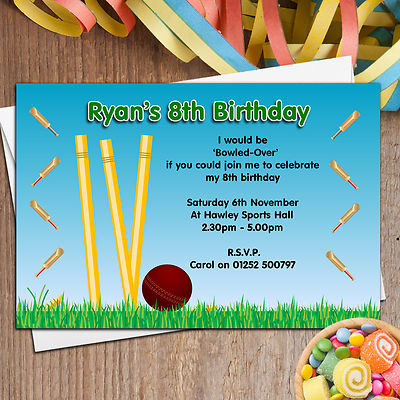 10 Personalised Girls Boys Cricket Birthday Party Invitations No46 | eBay