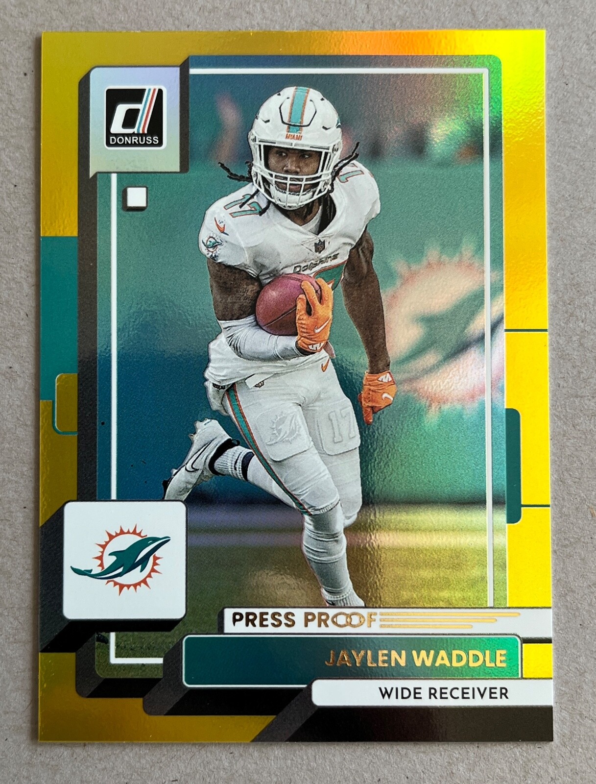 Jaylen Waddle 2022 Donruss PREMIUM GOLD PRESS PROOF PARALLEL Card #123 ...