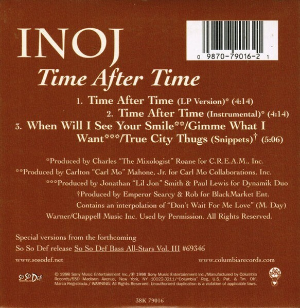 Time After Time [CD5/Cassette Single] [Single] by INOJ (R&B) (CD, Aug ...