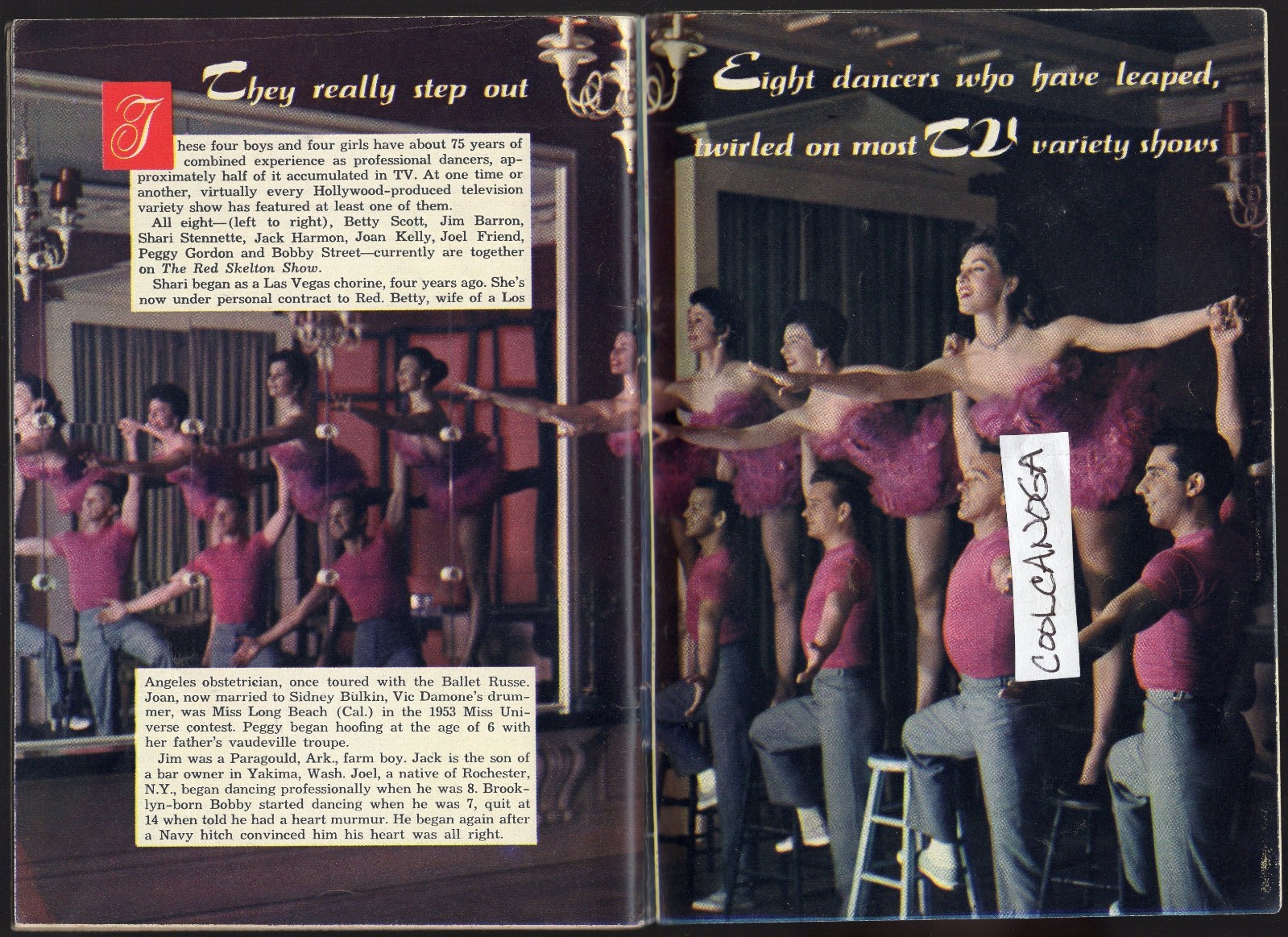 1958 TV ARTICLE~DANCERS~JOAN KELLY~JACK HARMON~SHARI STENNETTE~BOBBY ...