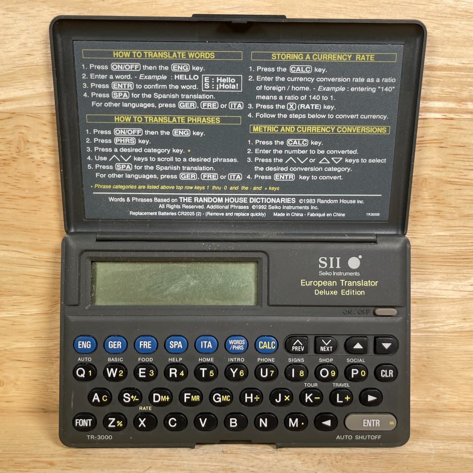 Seiko Instruments SII TR-3000 Black European Translator Deluxe Edition ...