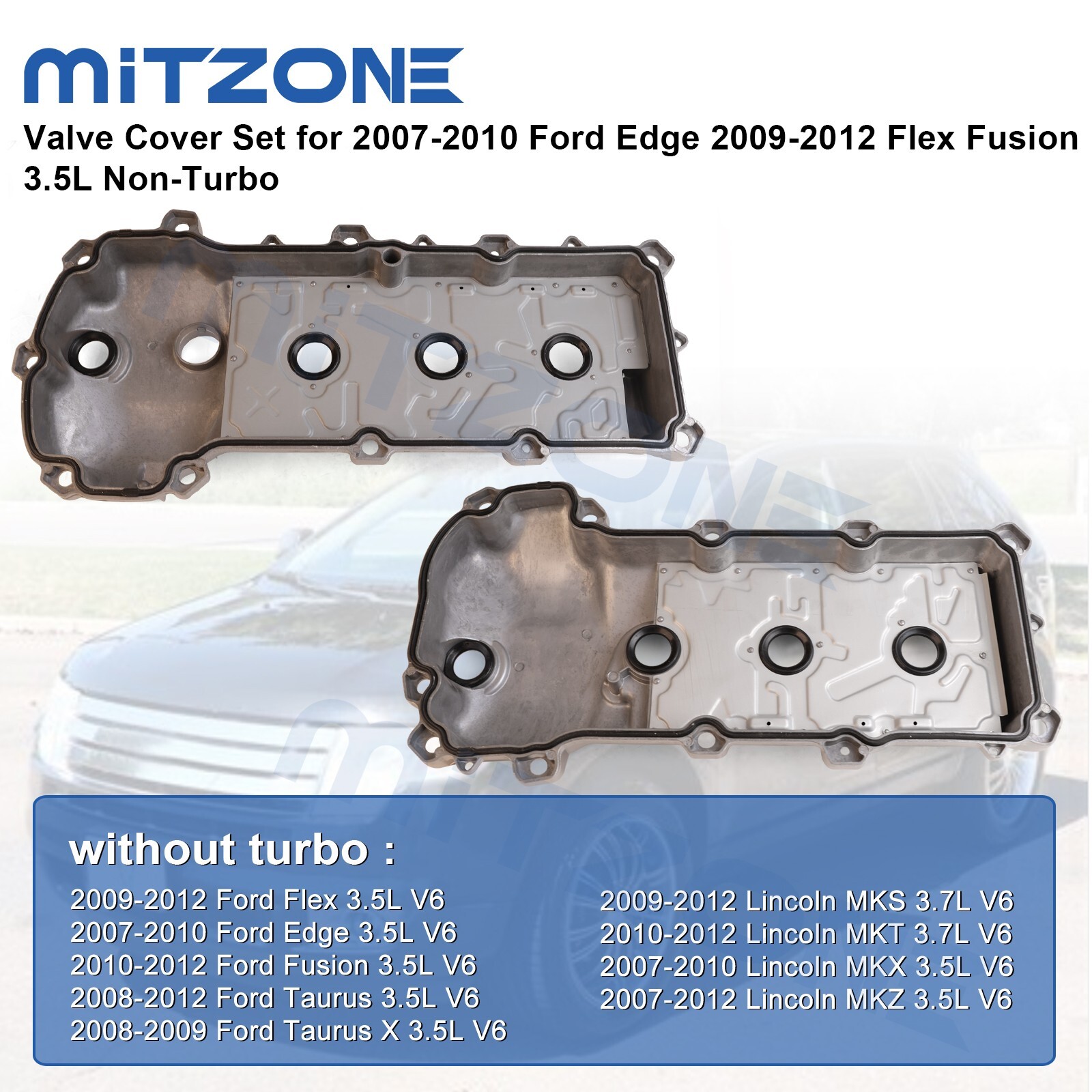 2x Valve Covers Set for 2007-2010 Ford Edge 2010-2012 Flex Fusion 3.5L ...