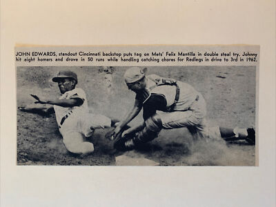 John Edwards Reds Felix Mantilla Mets 1963 S&S Baseball Pictorial 6X3 ...
