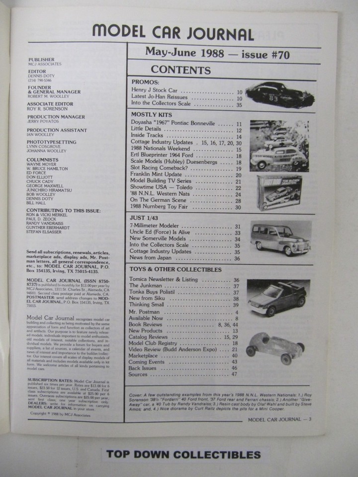 Model Car Journal Magazine June 1988 Western Nationals/Henry J. Stock ...