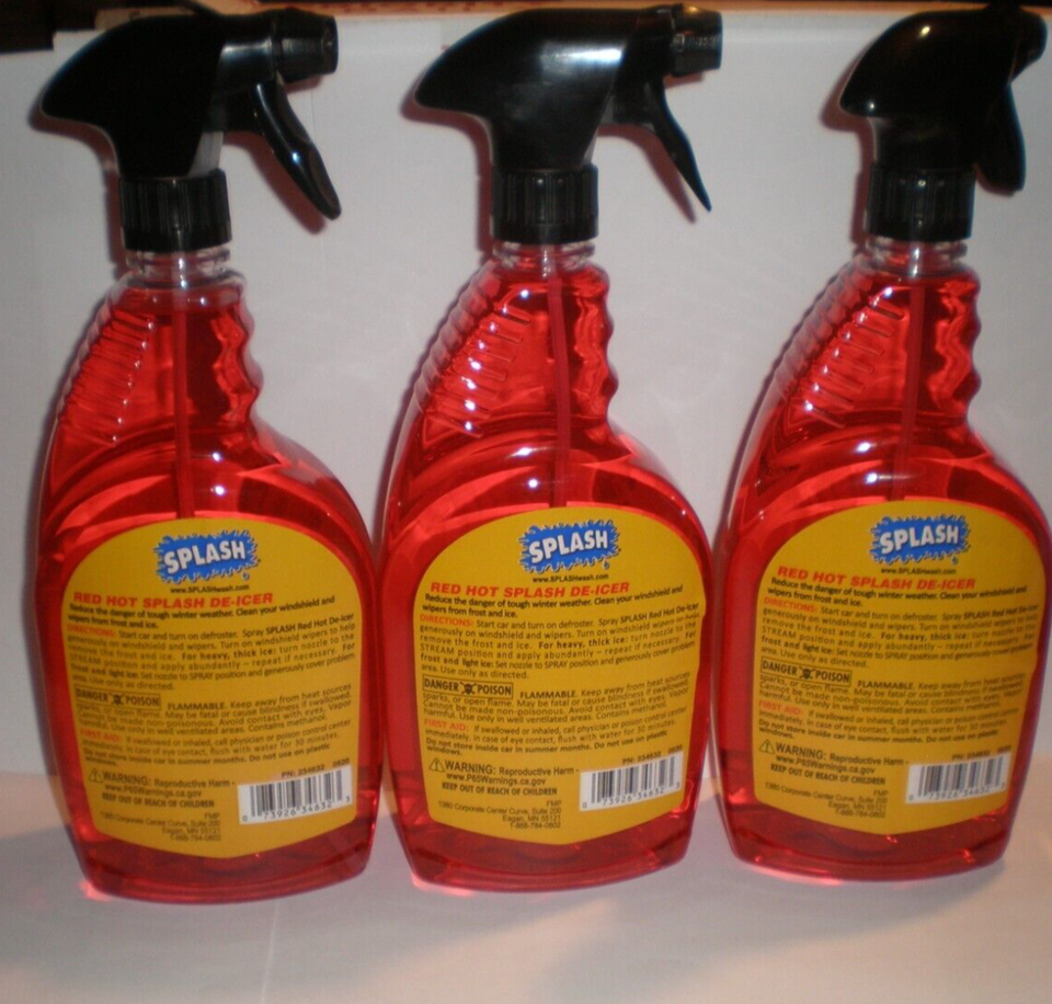 SPLASH RED HOT DE ICER FOR WINDSHIELDS AND WIPERS 3 TRIGGER SPRAY ...