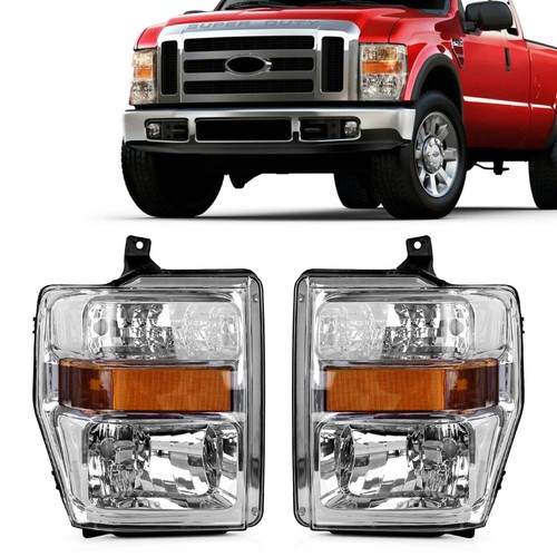 Pair Headlights For 2008-2010 Ford F250 F-250 F350 F450 F550 Super Duty ...