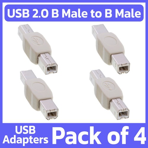 4 Pack Printer USB Male Coupler Type-B Adapter Scanner FAX Connector ...