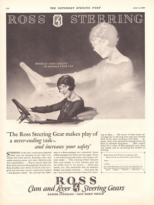 1927 Ross Cam and Lever Steering Gears Print Ad Better Handling Woman ...