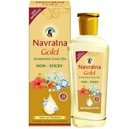 Huile froide ayurvédique Navratna Gold 270 ml - huile capillaire à base ...