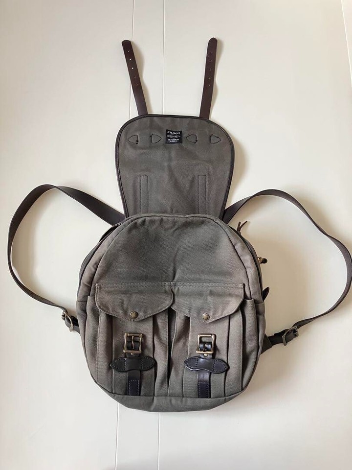 Vintage Filson Rugged Twill Rucksack Backpack Gray Canvas Leather Made ...