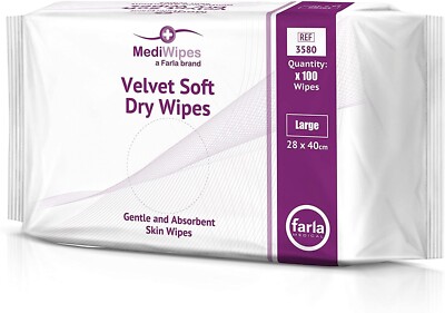 MediWipes Large Patient Dry Wipes Velvet Soft & Super Absorbent Pack of ...