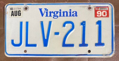 Virginia 1990 License Plate # JLV-211 | eBay