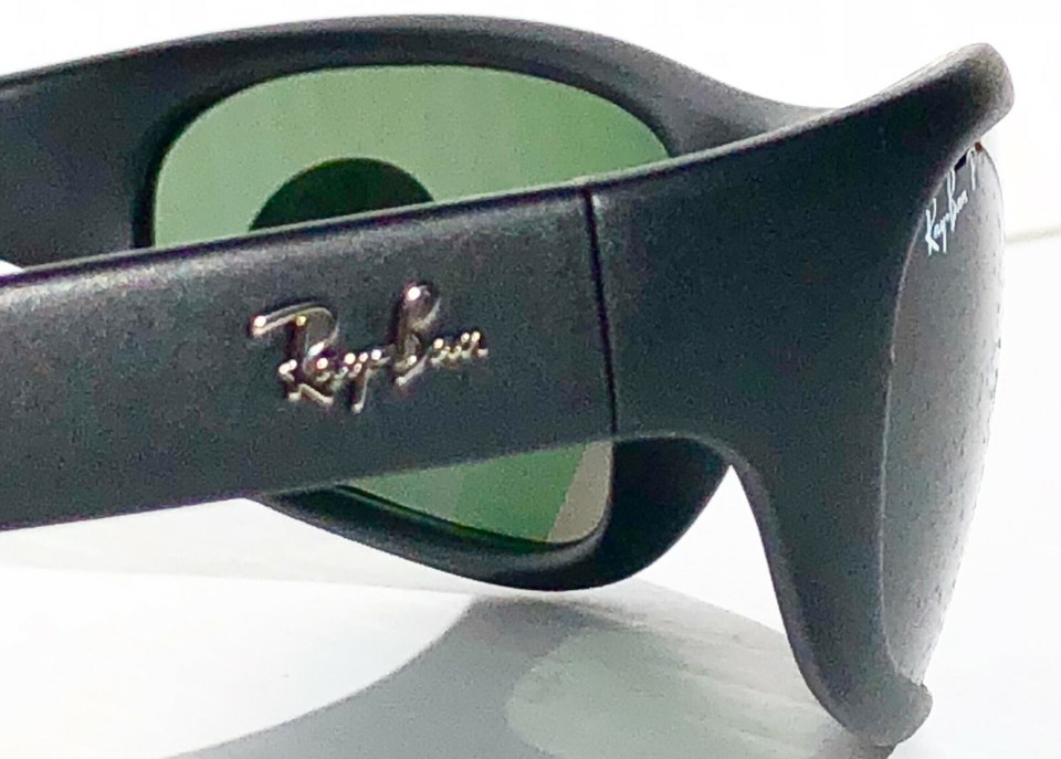 NEW* Ray Ban Sport wrap Matte Black w POLARIZED Green Lens Sunglass ...