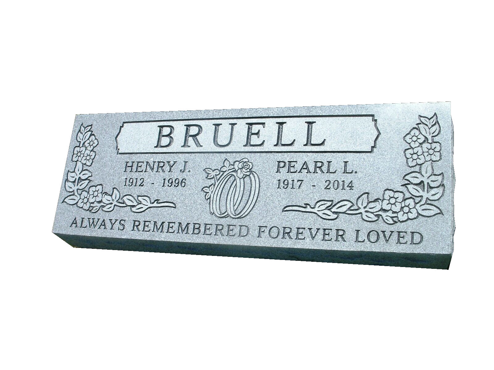 Headstone - grave marker - granite bevel - 48 x 12 x 6" - includes ...