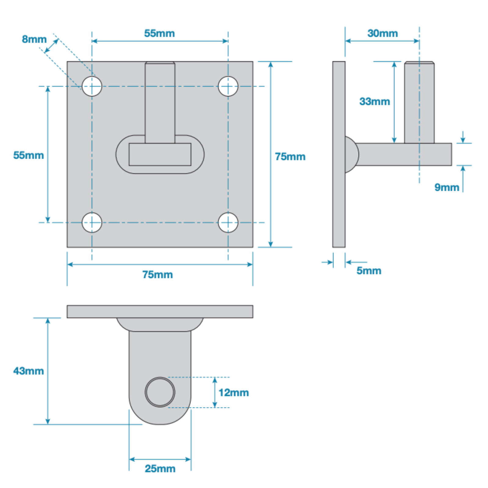 Gate Hinge Hook Plate on Square Plate Zinc Plated 75mm / 100mm | eBay UK
