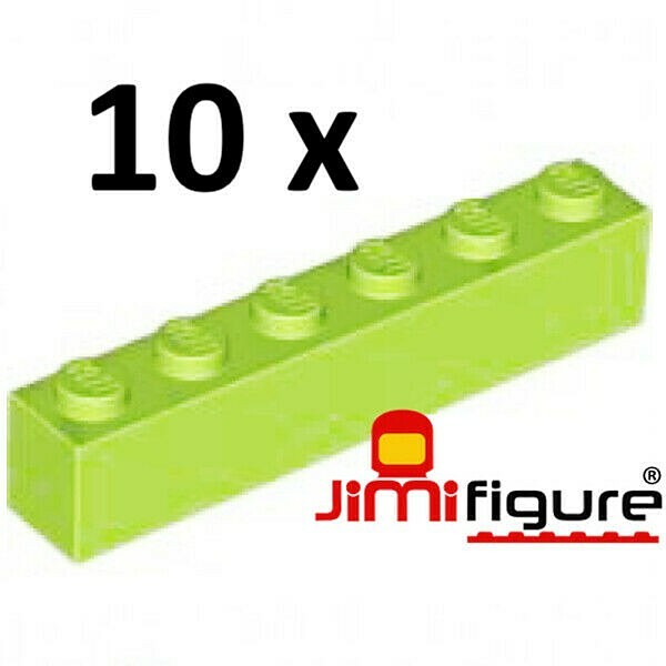 NEW 10 x LEGO 1x6 Brick Lime 3009 Genuine Bulk Lot Bright Yellowish ...