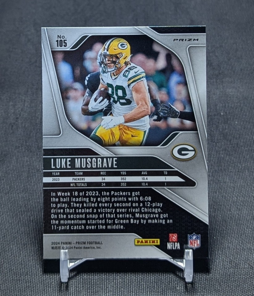 Luke Musgrave Silver Holo 2024 Panini Prizm Football Card #105 Green ...