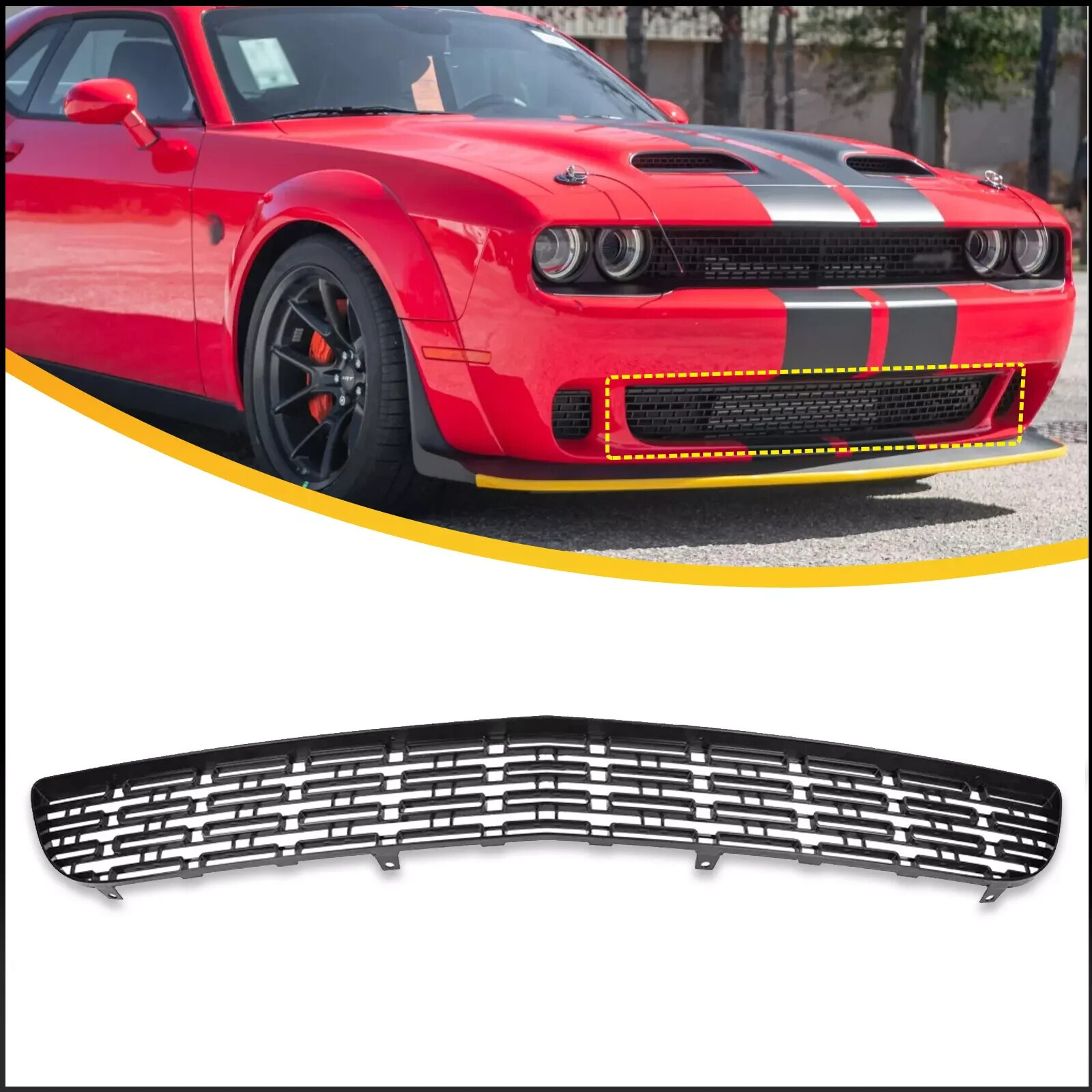 Front Bumper Lower Grille Grill Black For 2015-2022 Dodge Challenger ...