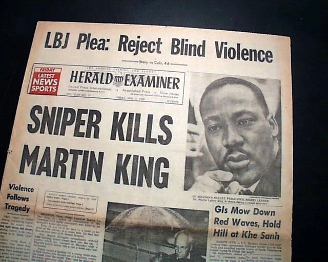 Martin Luther King Jr Assassination Newspaper Article
