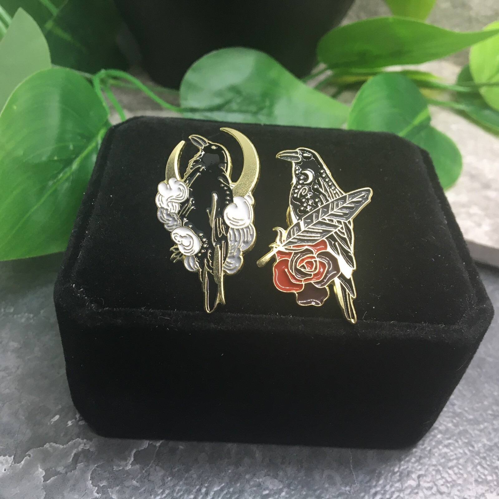 2 PC Lapel Pin 1" Black Raven Crow Enamel Button Broach New Free Ship ...