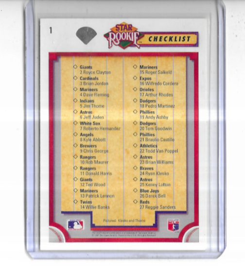 1992 Upper Deck #1 Star Rookie Checklist | eBay