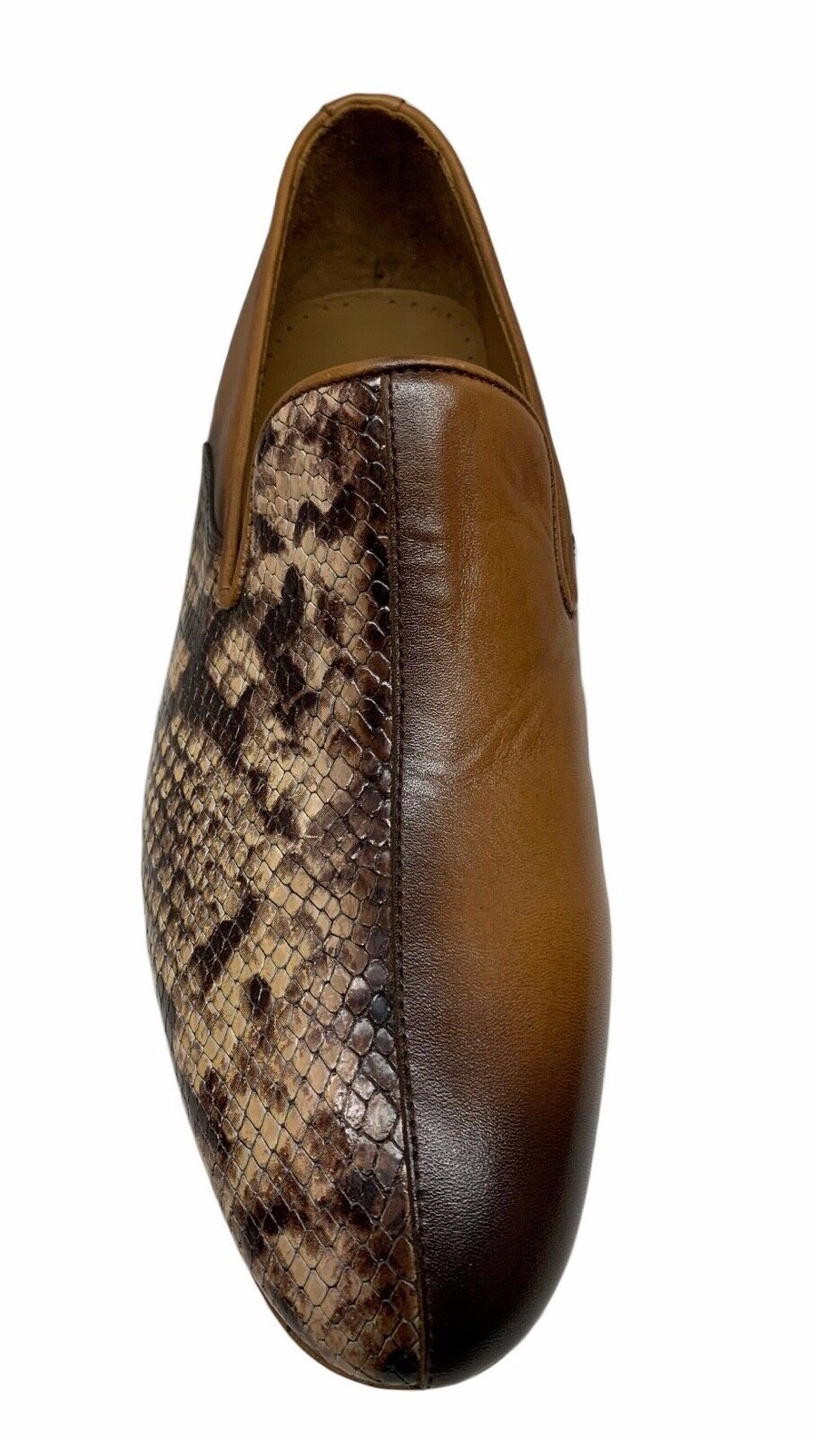Sigotto Uomo Men's Slip On Brown Leather Snake Print Dress Shoes 3994 ...