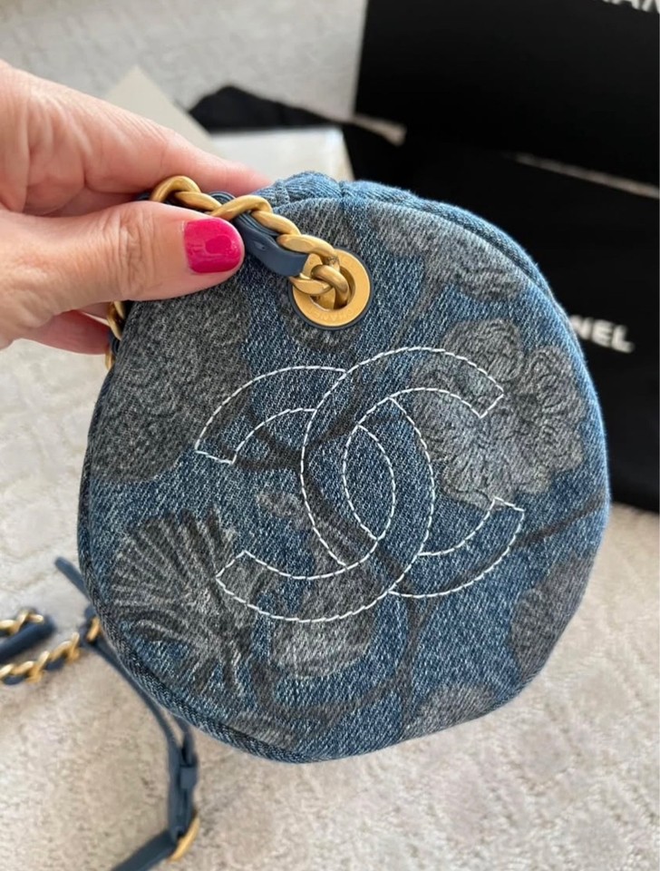 Chanel blue denim bowling bag | eBay