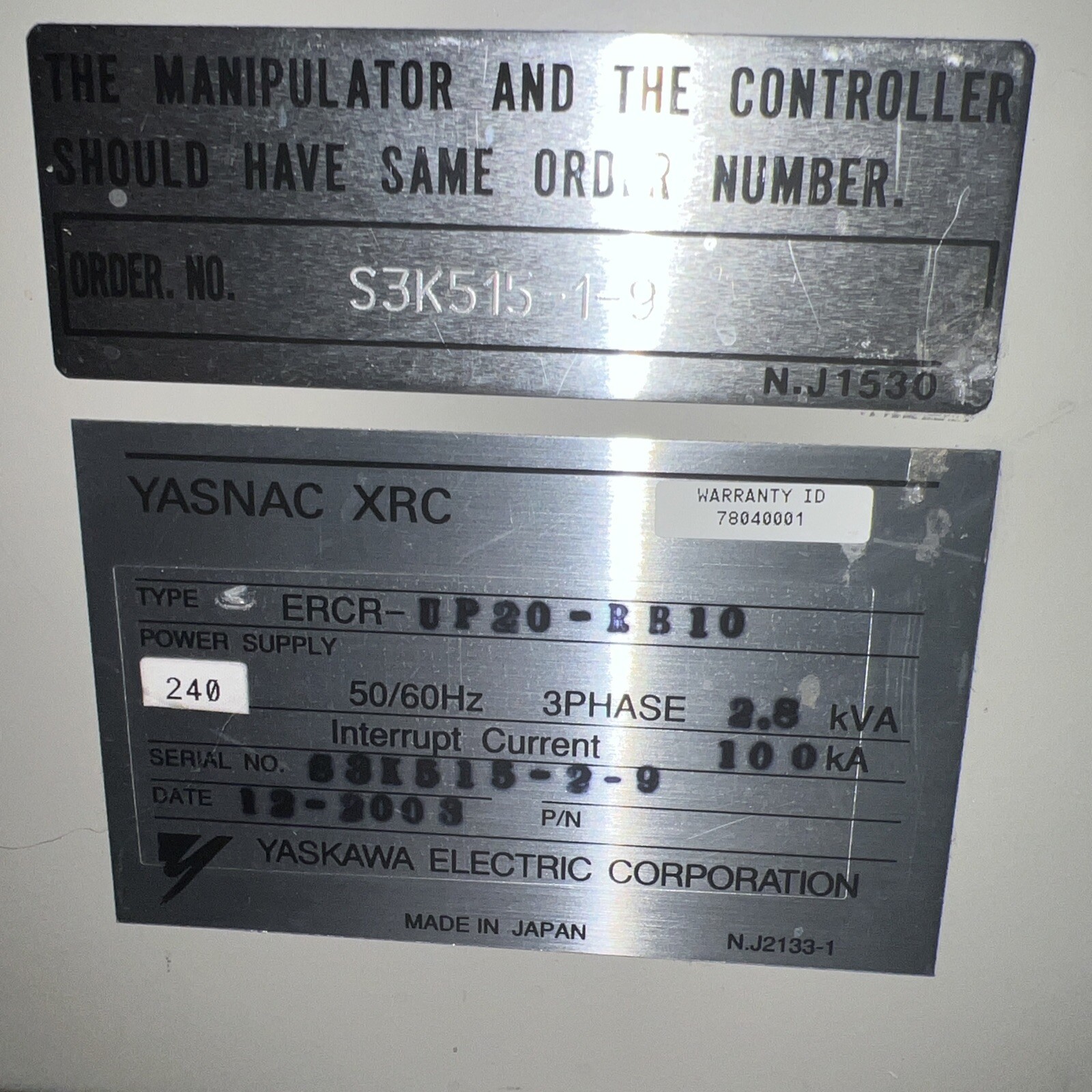 Motoman UP20 Yaskawa with Yasnac XRC 2001 Controller 6 Axis Robot | eBay