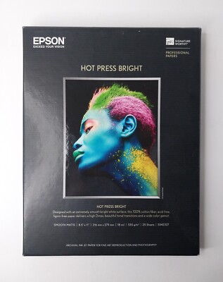 Epson ☆ Hot Press Bright Paper~ Smooth Matte 8.5" x 11" - 《22 Sheets ...