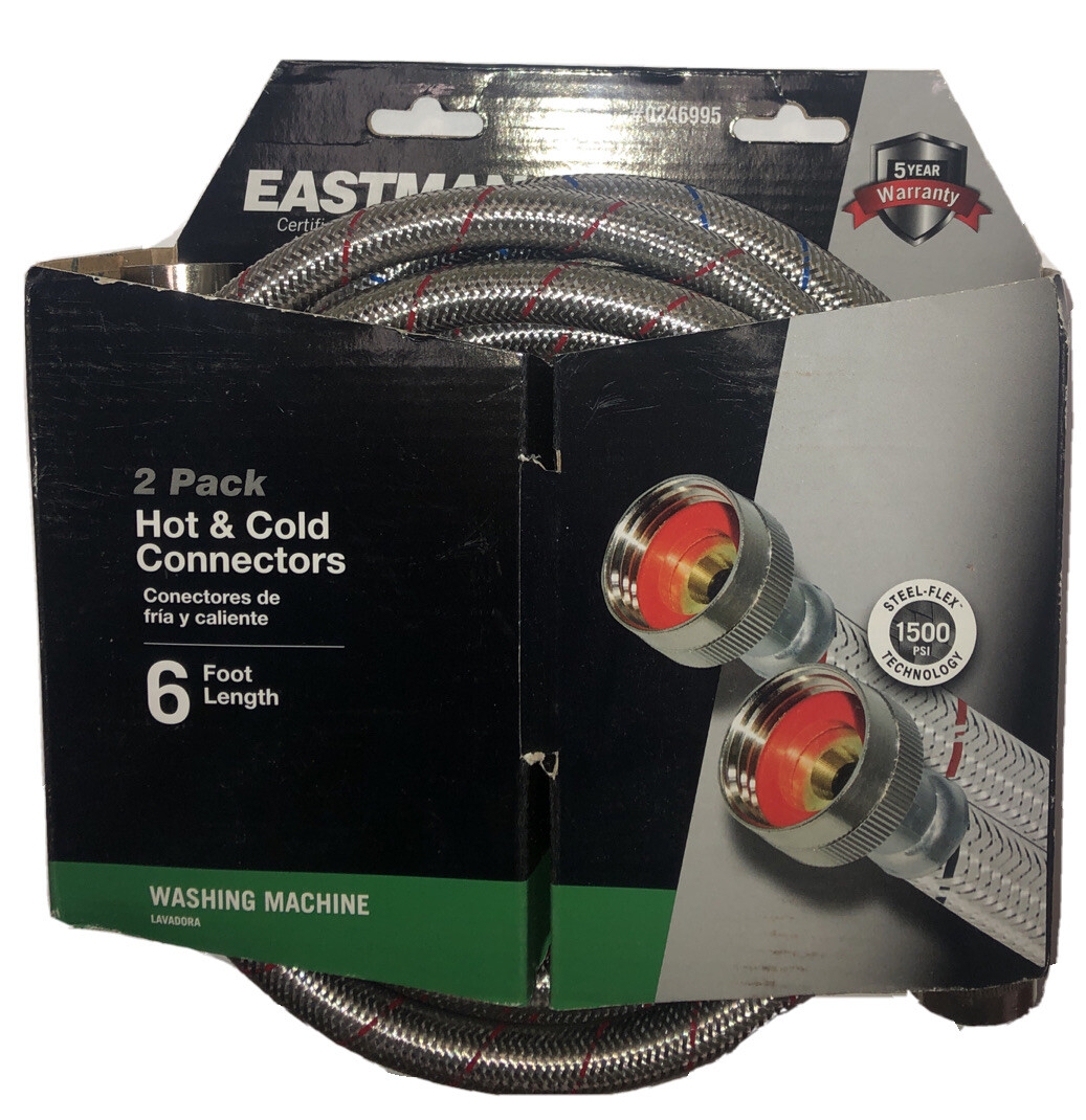 Eastman Washing Machine 2PK Hose Connectors 6ft Stainless Steel Hot ...