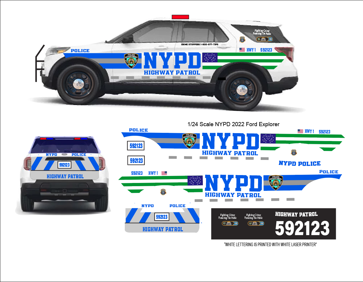 1/24 Scale NYPD HWY Patrol 2022 Motormax Ford Explorer Waterslide ...