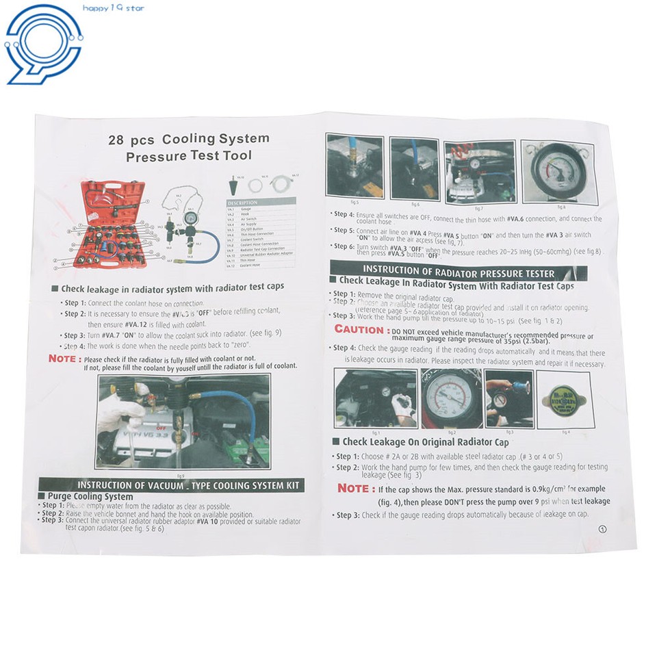 28pcs Universal Radiator Pressure Tester, Vacuum Cooling System Tool ...