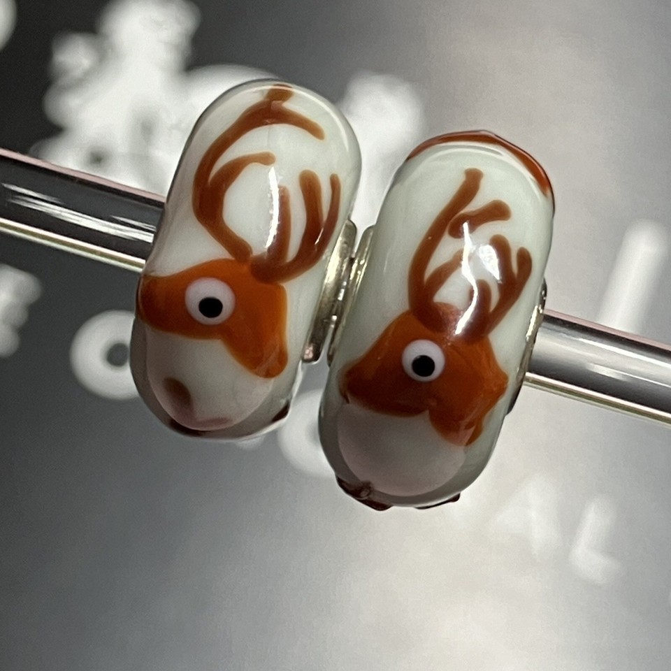 Trollbeads Reindeer Christmas Opaque Unique Glass Bead Set OOAK HTF | eBay