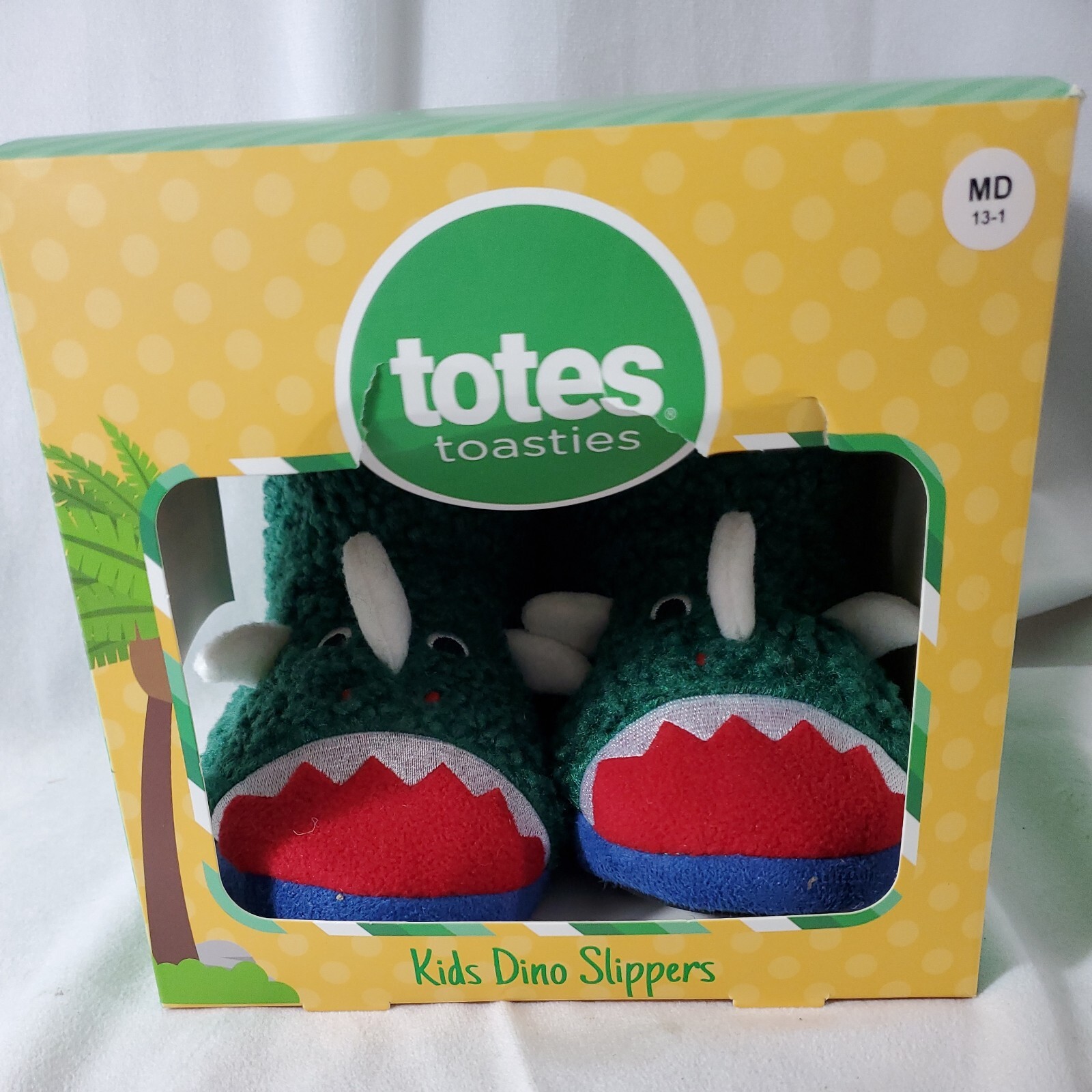 Totes Toasties Dinosaur SLIPPERS Kids Medium 13-1 - New in Box & Free ...