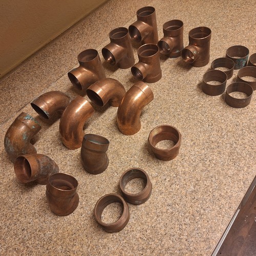 lot of 2" DWV copper fittings 90 45 TEE Fip and couplings 26 pcs | eBay