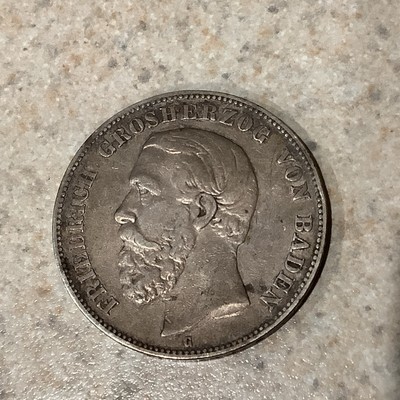 1876 German States 5 Mark World Silver Rare Coin Baden | eBay