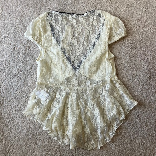 White lace ribbon bow sheer babydoll top Kimchi Blue coquette cottage ...