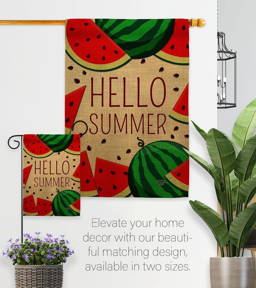 Watermelon Summer House Flag Fun Sun Beach Pool Tropical Double Sided ...
