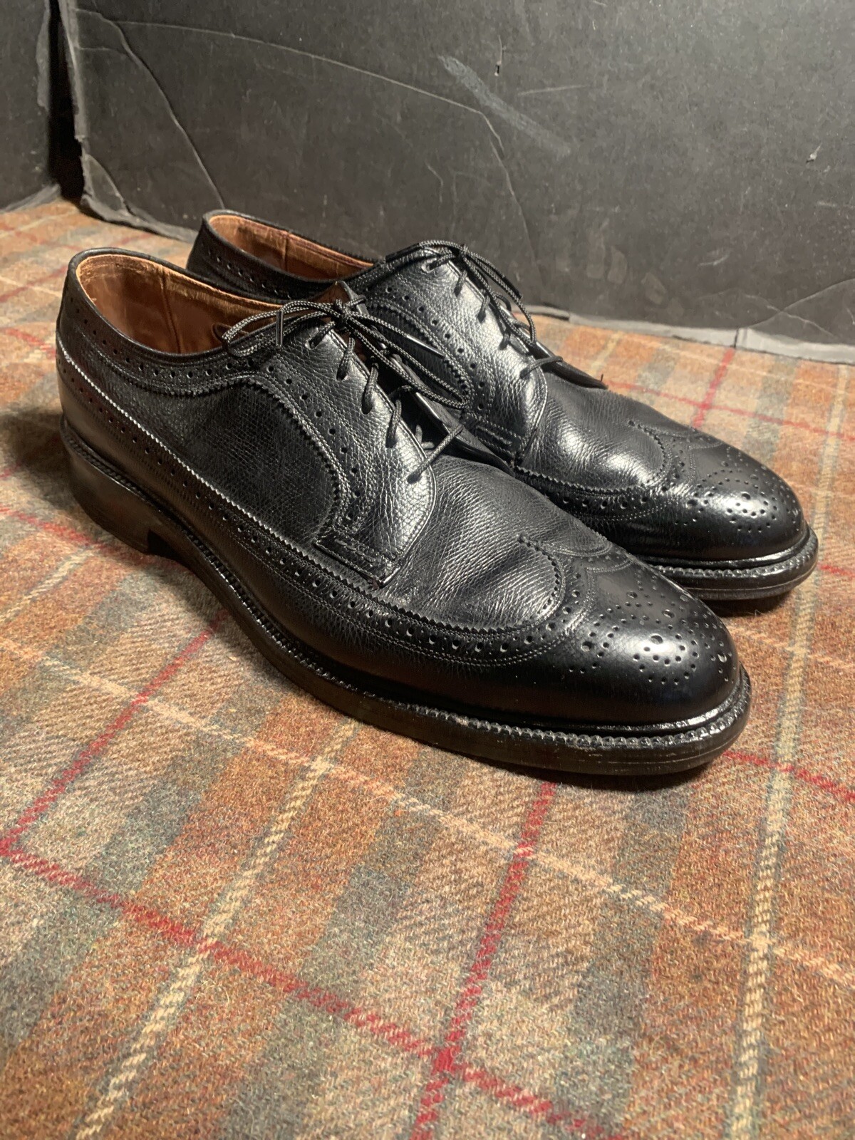 Allen Edmonds Vintage MacNeil Black Wing Tip Mens Dre… - Gem