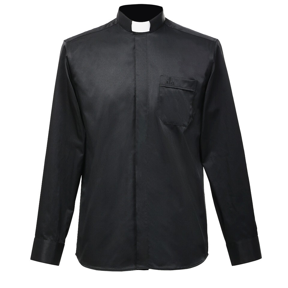 Clerical Minister Priest Shirt Men's Clergy Shirt Long Sleeve Inserts ...