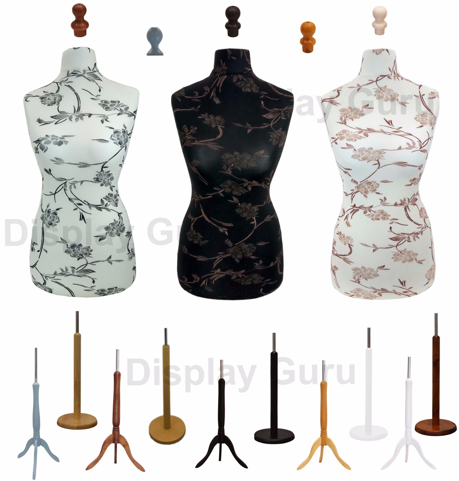 Floral Tailors Tailor Dummies Dummy Dressmakers Mannequin Bust Wooden ...